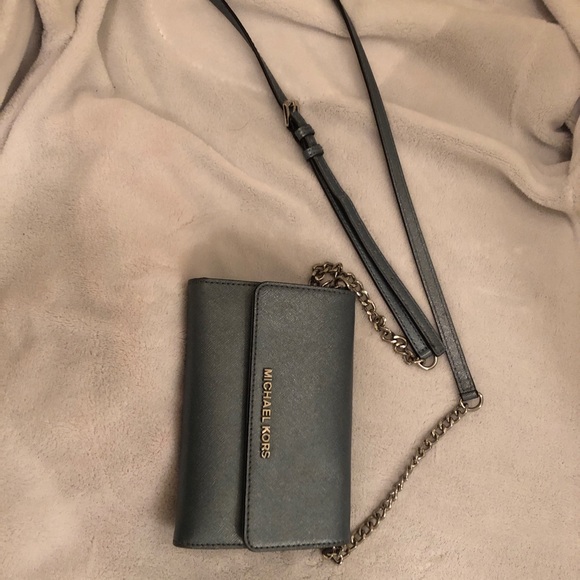 Michael Kors | Bags | Authentic Small Mk Metallic Blue Purse | Poshmark